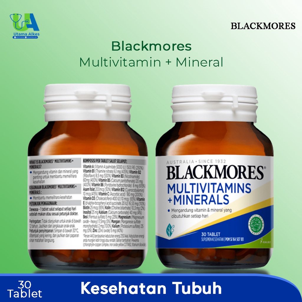 Jual MULTIVITAMIN & MINERAL | SUPLEMEN TUBUH | 30 TABLET | BLACKMORES ...