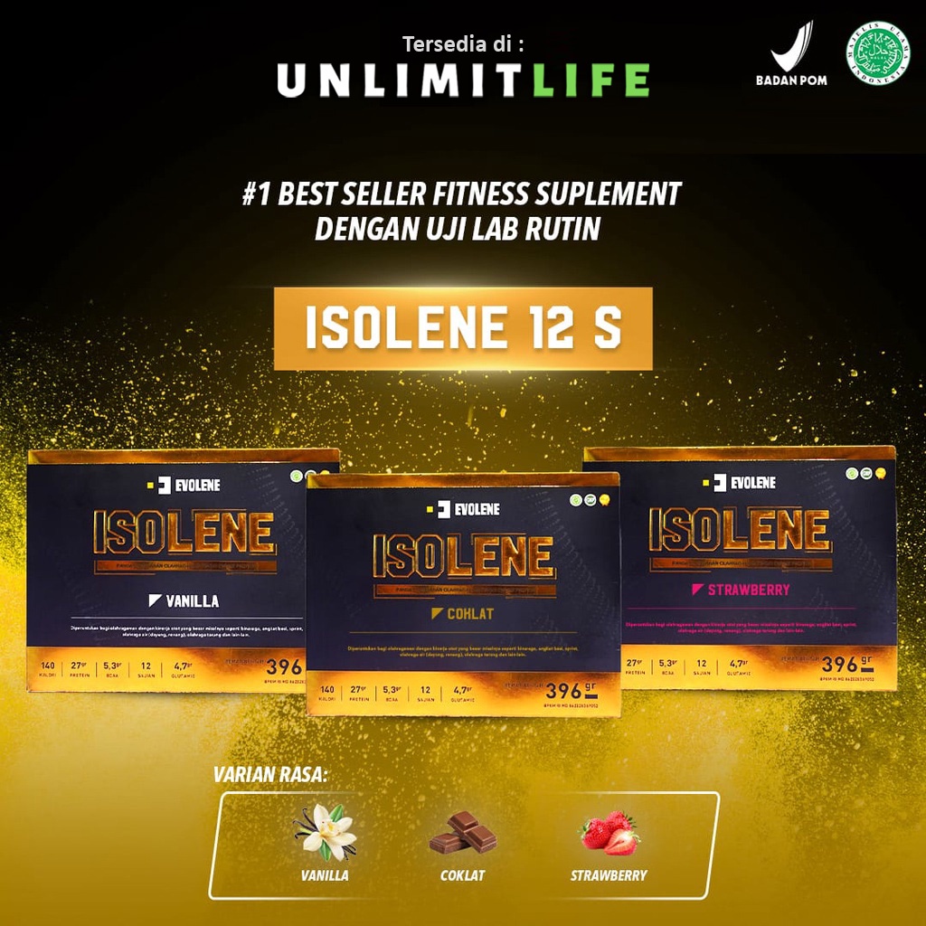 Jual ISOLENE 396gr BOX Evolene Whey Protein Isolate Isolen 396 gram 12 ...