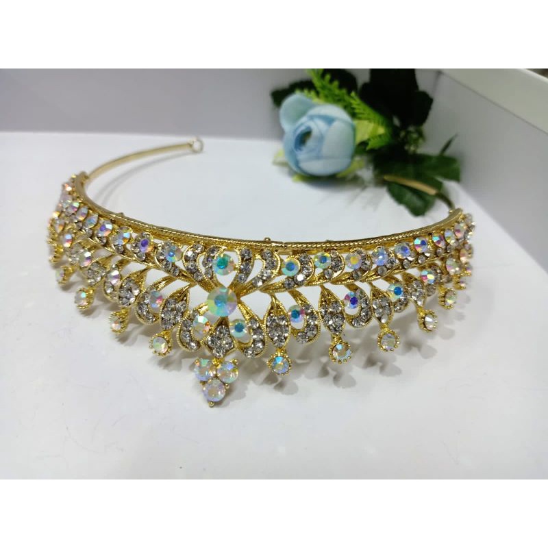 Jual mahkota pengantin/ manhkota hijab/mahkota weding dasar gold ful ...