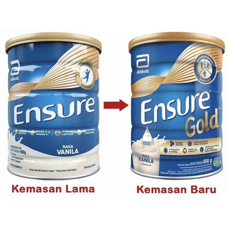 Jual ENSURE GOLD VANILA 900gr 850gr SUSU RENDAH LAKTOSA | Shopee Indonesia