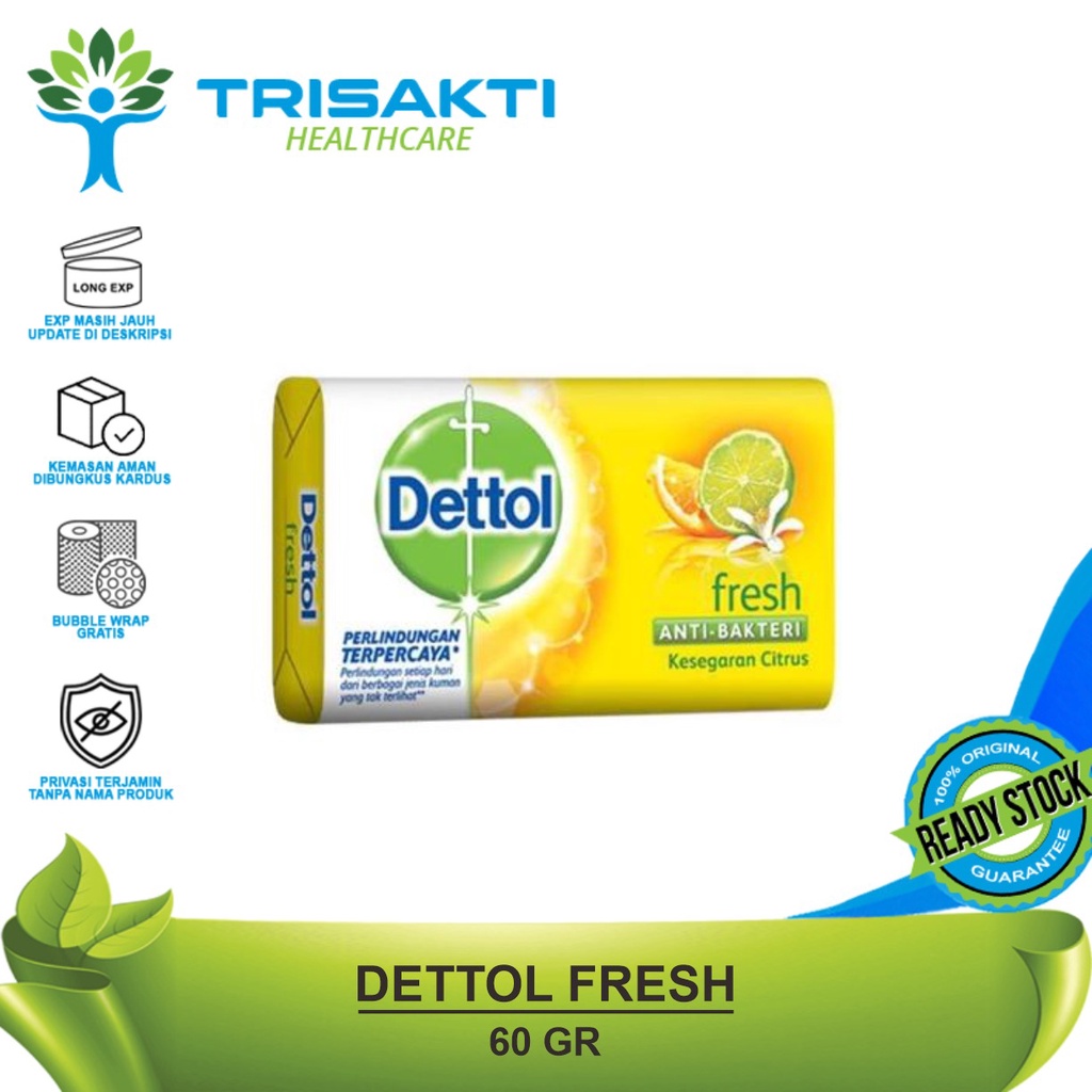Jual Dettol Bar Soap Anti Bakteri Fresh / Original Sabun Batang 60 Gram ...