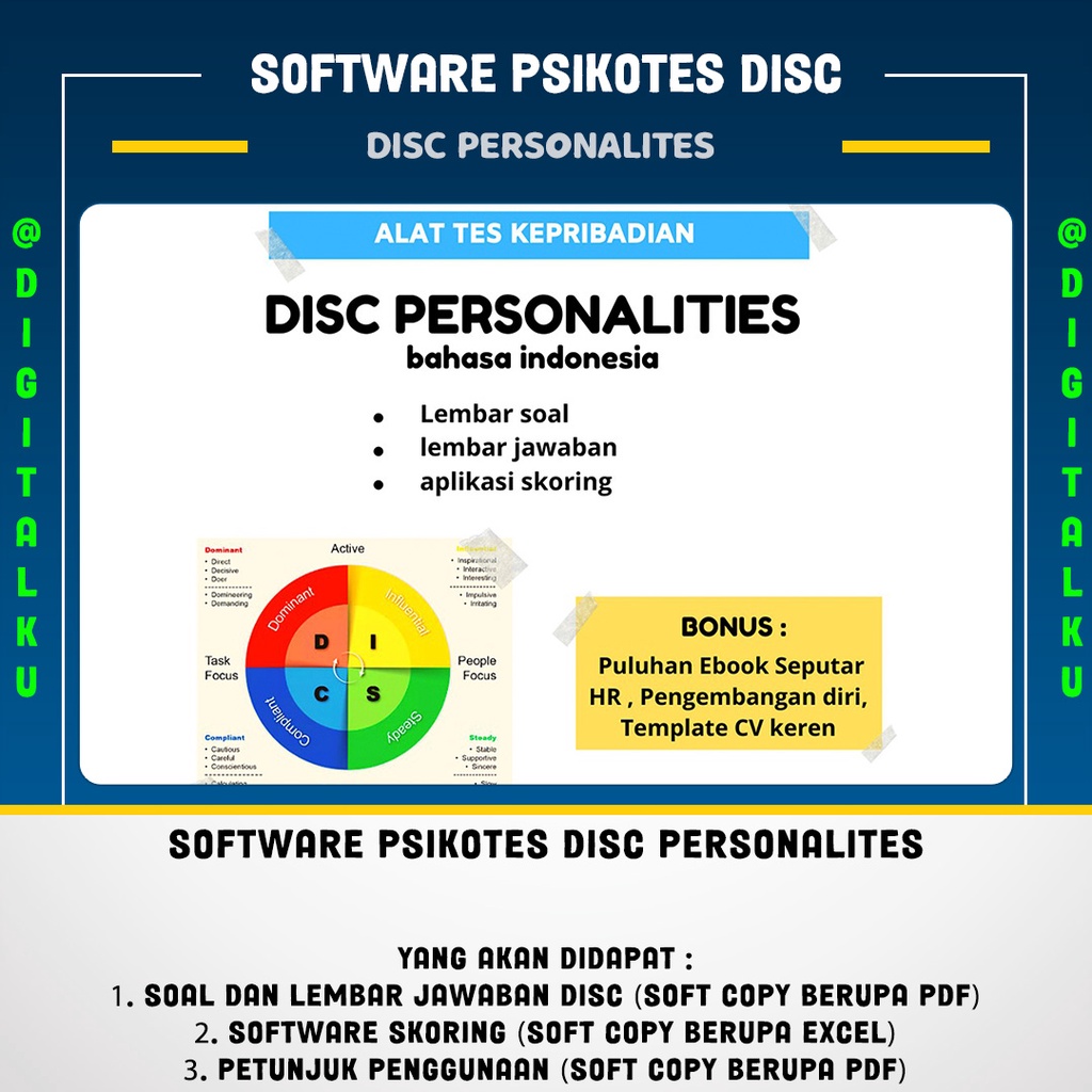 Jual Software Alat Psikotes DISC PERSONALITES - Excel | Shopee Indonesia