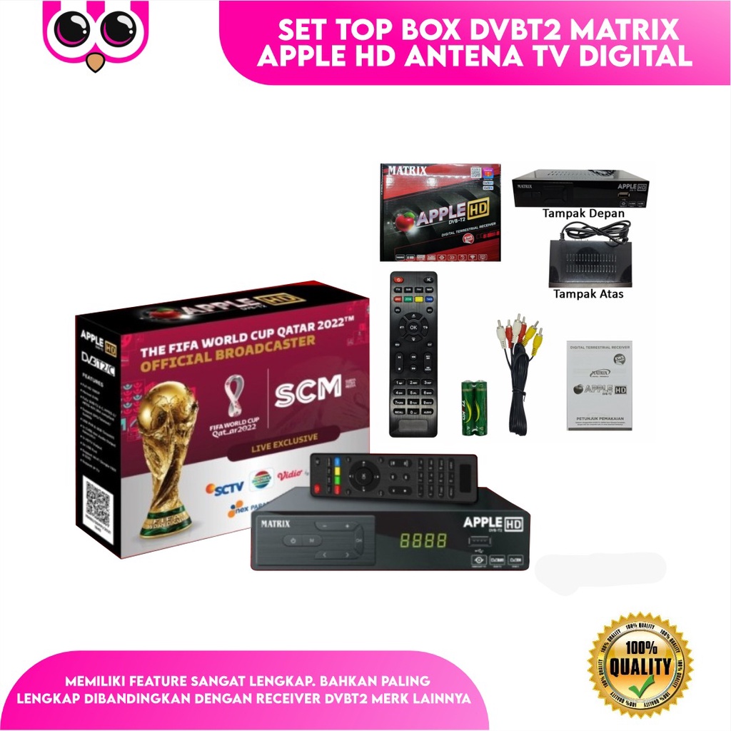 Jual APPLE SET TOP BOX TV DIGITAL MATRIX APPLE MERAH DVB T2 FULL HD ...
