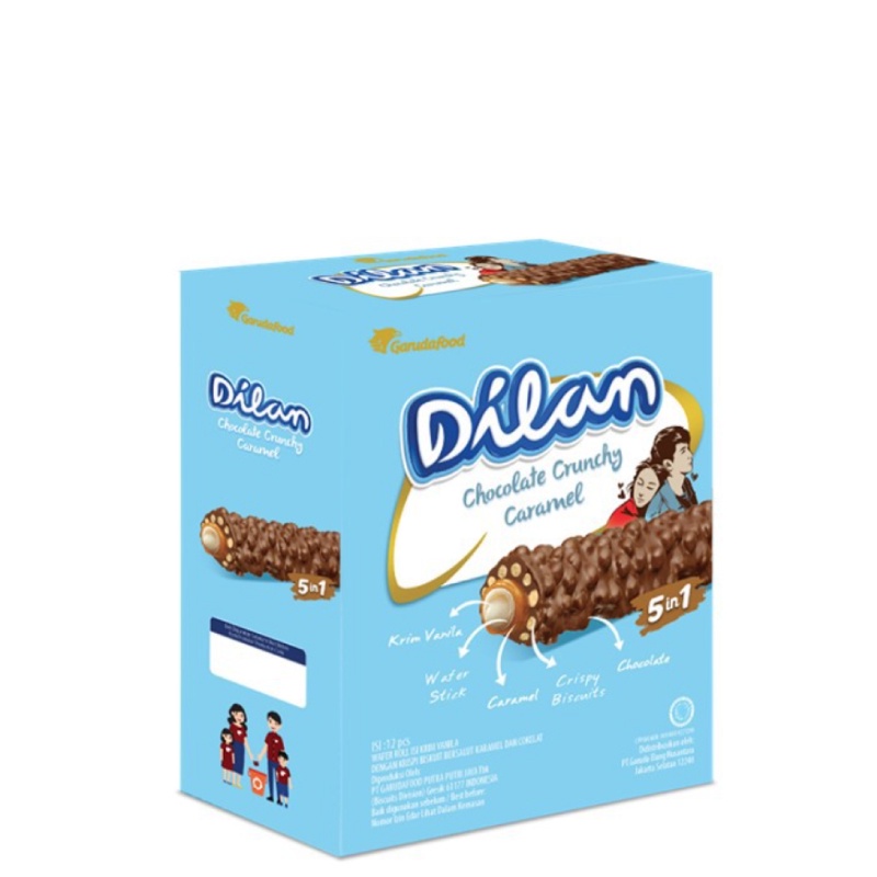 Jual Dilan Chocolate Crunchy Caramel Wafer Cokelat 12 x 24 gr | Shopee ...