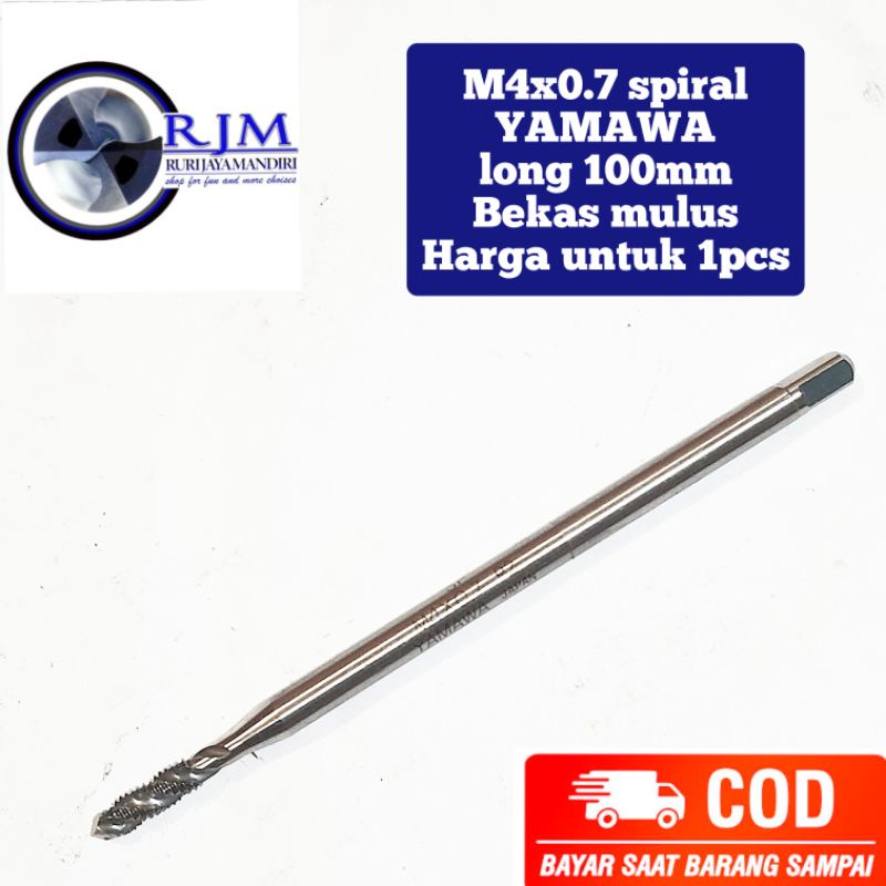 Jual tap handtap tap mesin M4x0.7 spiral YAMAWA long 100mm bekas mulus bukan bor nachi | Shopee ...
