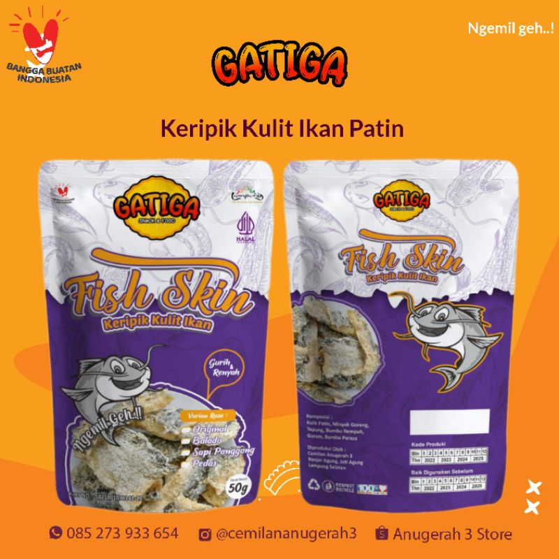 Jual Gatiga Snack Keripik Kulit Ikan Patin - Fish Skin Chips - Kerupuk ...