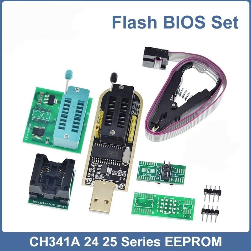 Jual Paket komplit Alat Flash bios IC CH341 CH341A USB Programmer Flasher Bios Eprom Plus soket ...