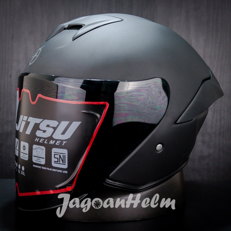 Jual JITSU HELM JS1 SOLID |BLACK DOFF |HALF FACE | Shopee Indonesia