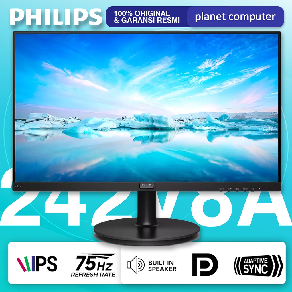 Jual Monitor LED Philips 242V8A 24" IPS 1080 75Hz VGA HDMI DP Speaker ...