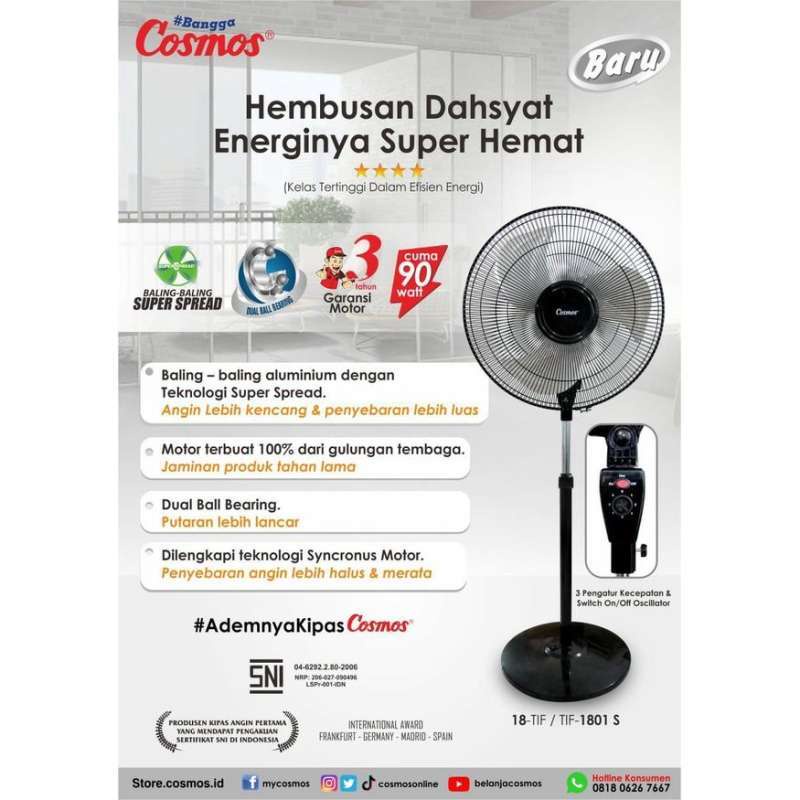 Jual Cosmos TIF -1801 s - Kipas Angin / Stand Fan 18 Inch | Shopee ...