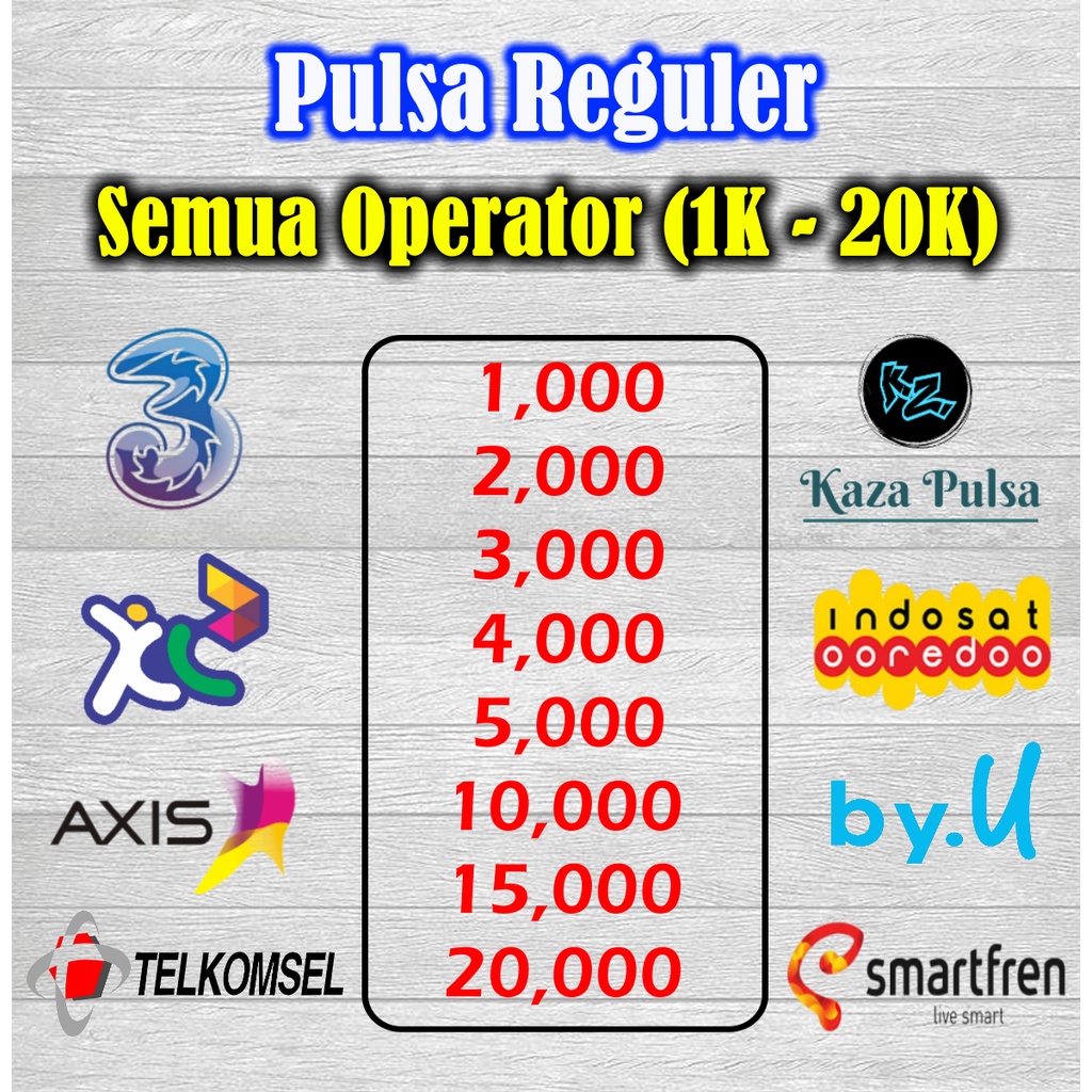 Jual Isi Ulang Pulsa Reguler 5000 10000 20000 | Shopee Indonesia