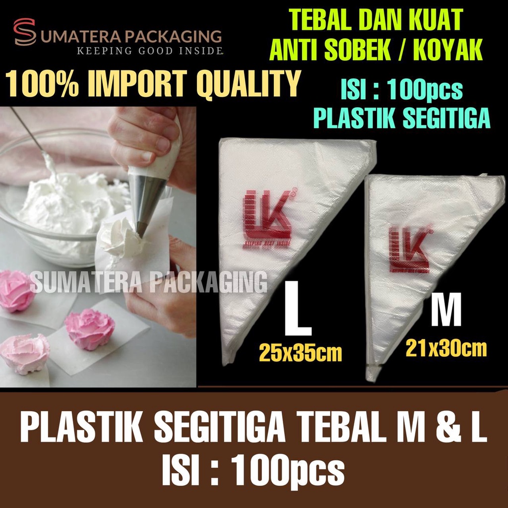 Jual PLASTIK SEGITIGA KUE LK ISI 100 pcs Piping bag/ Icing Bag/ ANTI ...