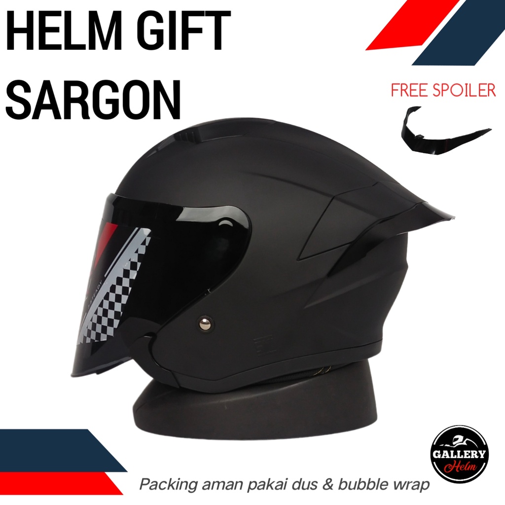 Jual HELM GIFT SARGON HITAM DOFF | MODEL NJS KAIROZ | HELM HALF FACE ...