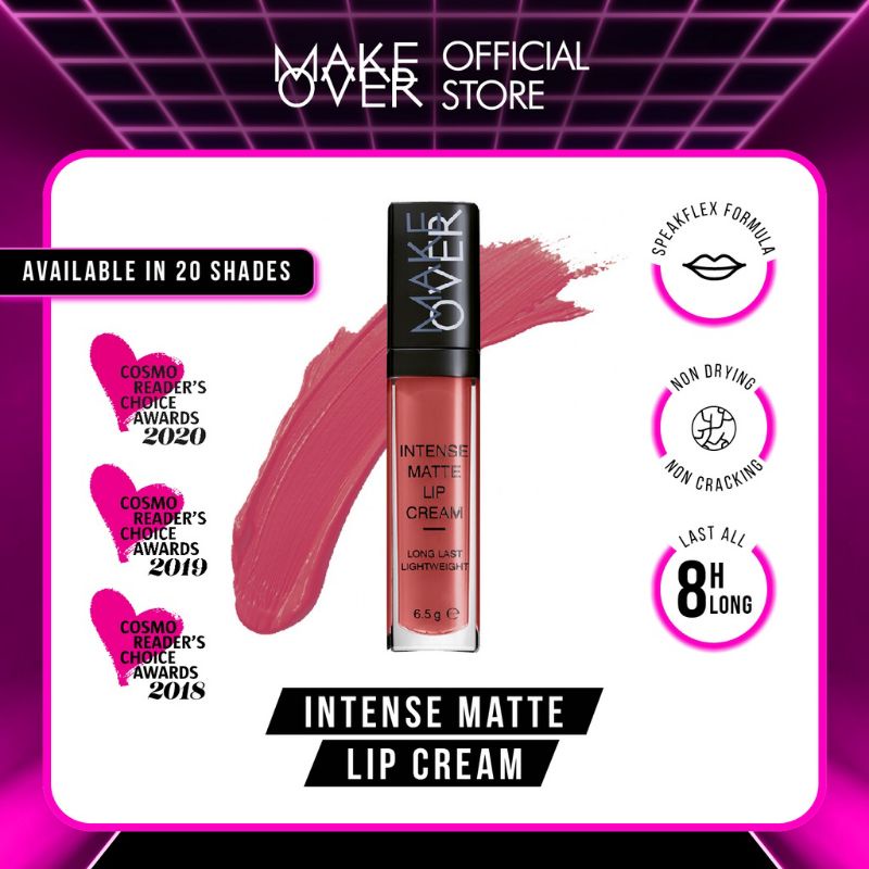 Jual MAKE OVER Intense Matte Lip Cream 6,5 g - Lip Cream Last 8 Hours Long | Shopee Indonesia