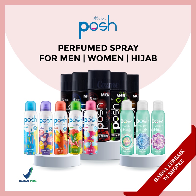 Jual Posh Body Spray 150ml Men / Girls Perfumed Pria Wanita Body Spray ...