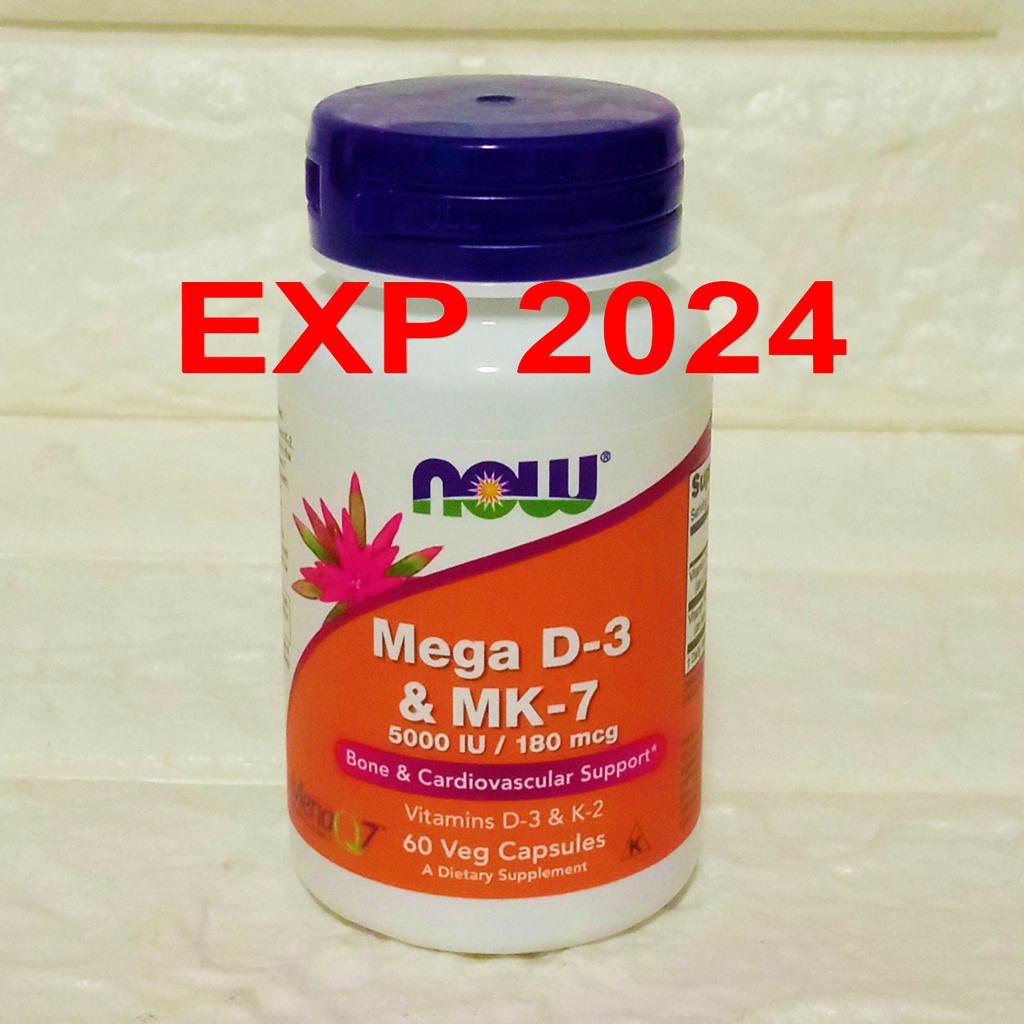 Jual Now Foods Mega Vitamin D3 MK7 5000 IU 180 Mcg isi 60 Veg | Shopee ...
