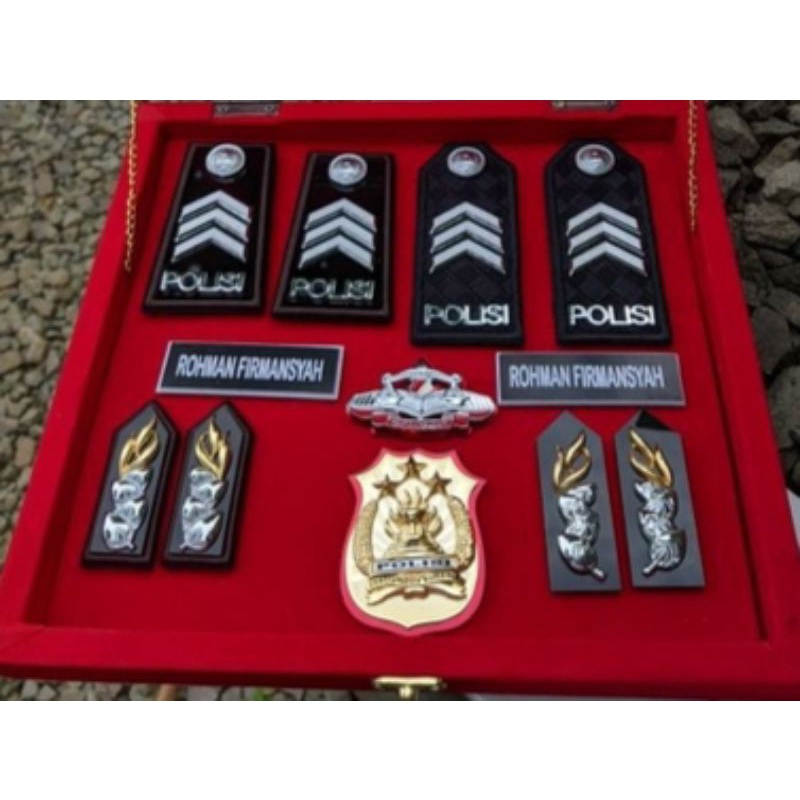 Jual pangkat brigadir polisi PDH PDU box set custom ucapan tulisan ...