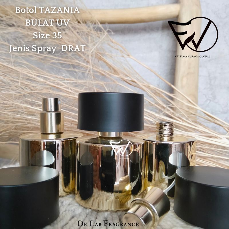 Jual botol parfum tiziana uv gold 35 ml/botol parfum bulat gold 35 ml ...