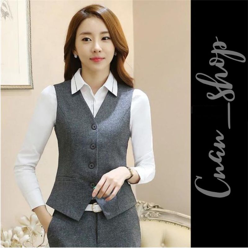 Jual Vest rompi bahan formal wanita grey | Shopee Indonesia