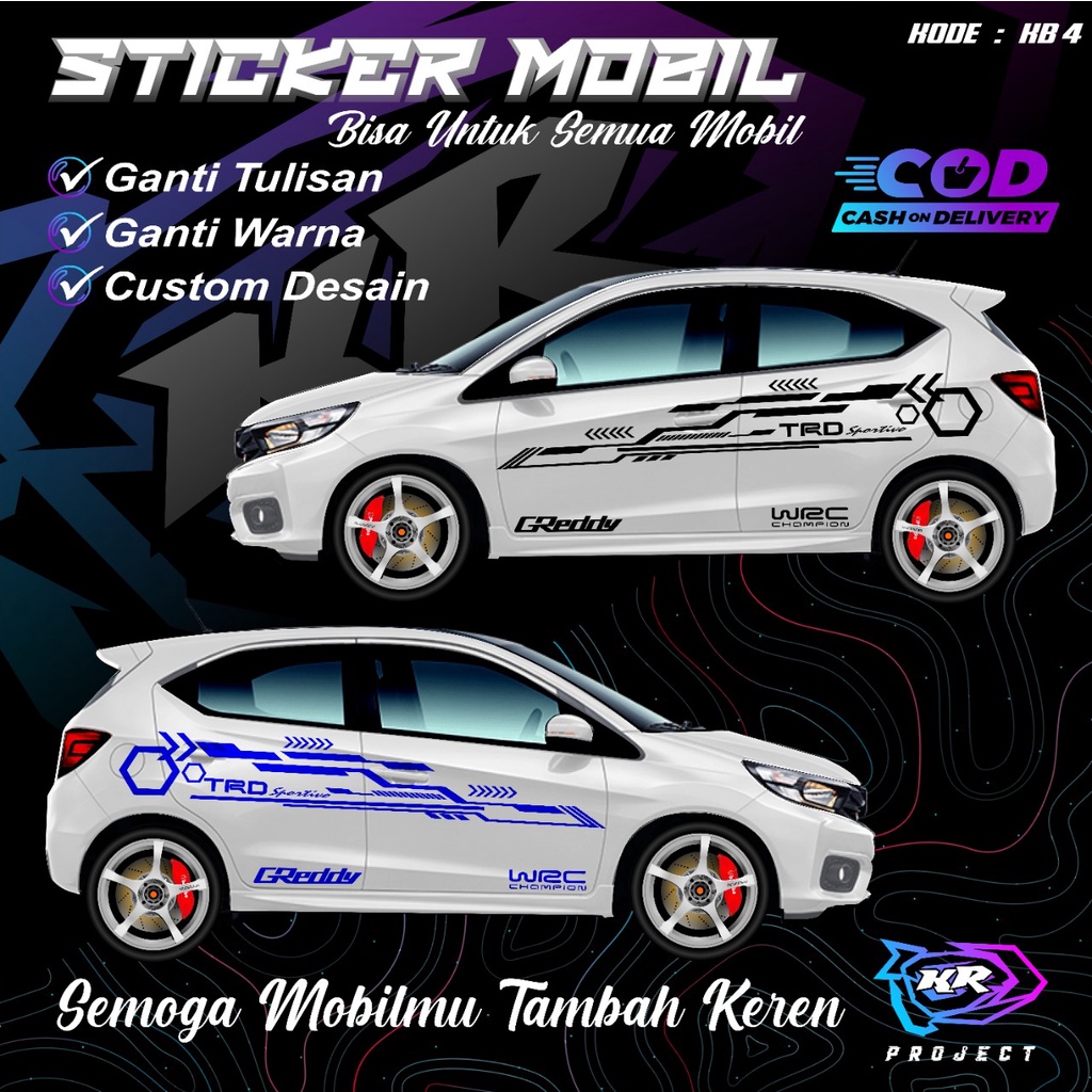 Jual Sticker stiker variasi body samping mobil honda brio striping ...