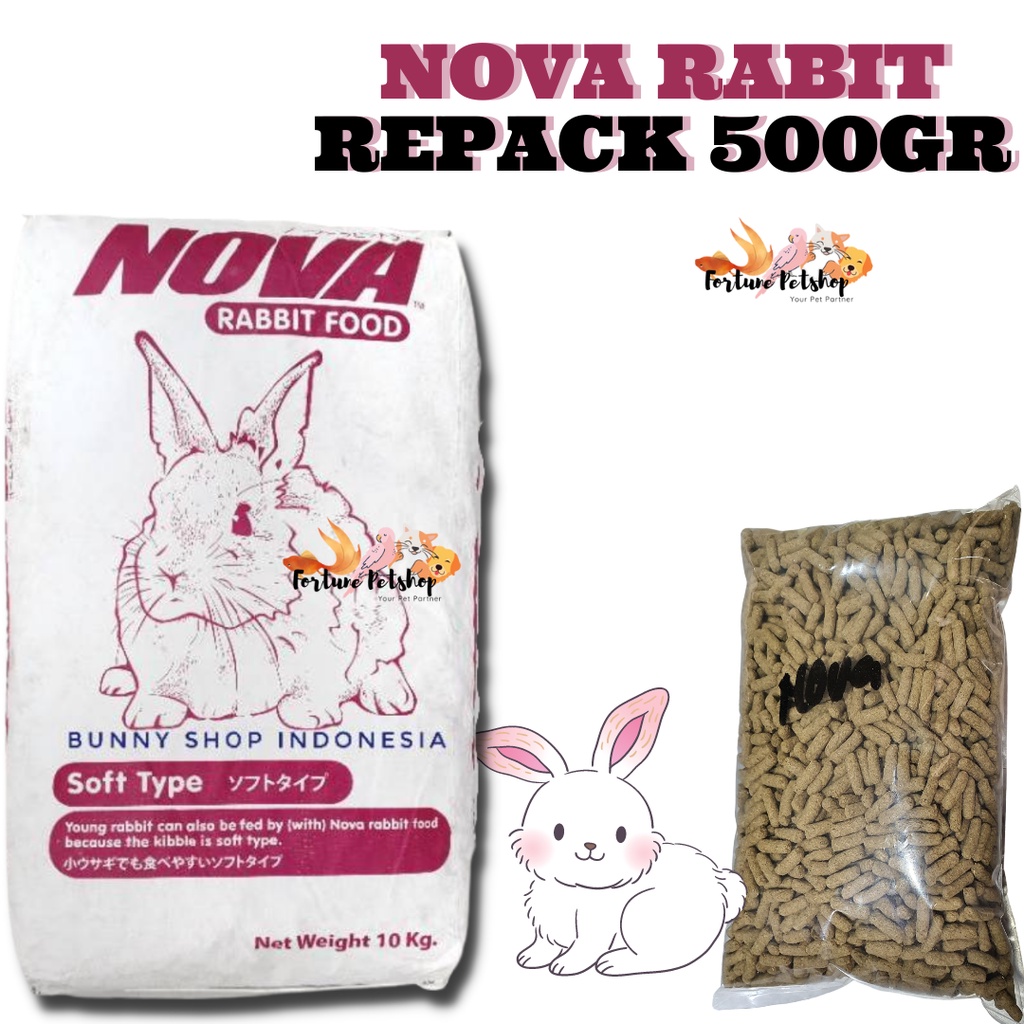 Jual PELET / PAKAN KELINCI NOVA FOOD REPACK 500GR | Shopee Indonesia