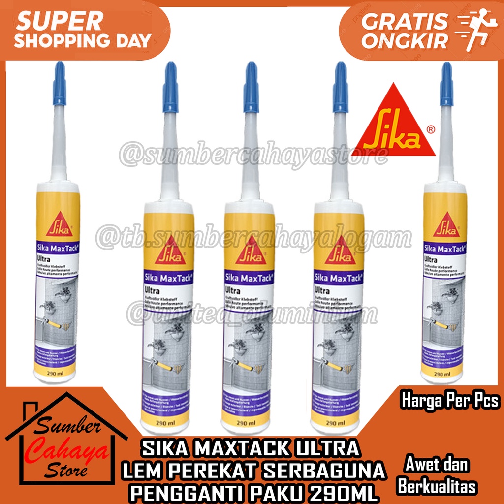 Jual SIKA MAXTACK ULTRA LEM GLUE PEREKAT SERBAGUNA PENGGANTI PAKU 290ML ...