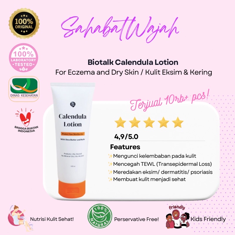 Jual Biotalk Calendula Lotion For Eczema and Dry Skin | Shopee Indonesia