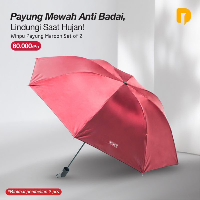 Jual Payung Lipat Winpu Maroon | Shopee Indonesia