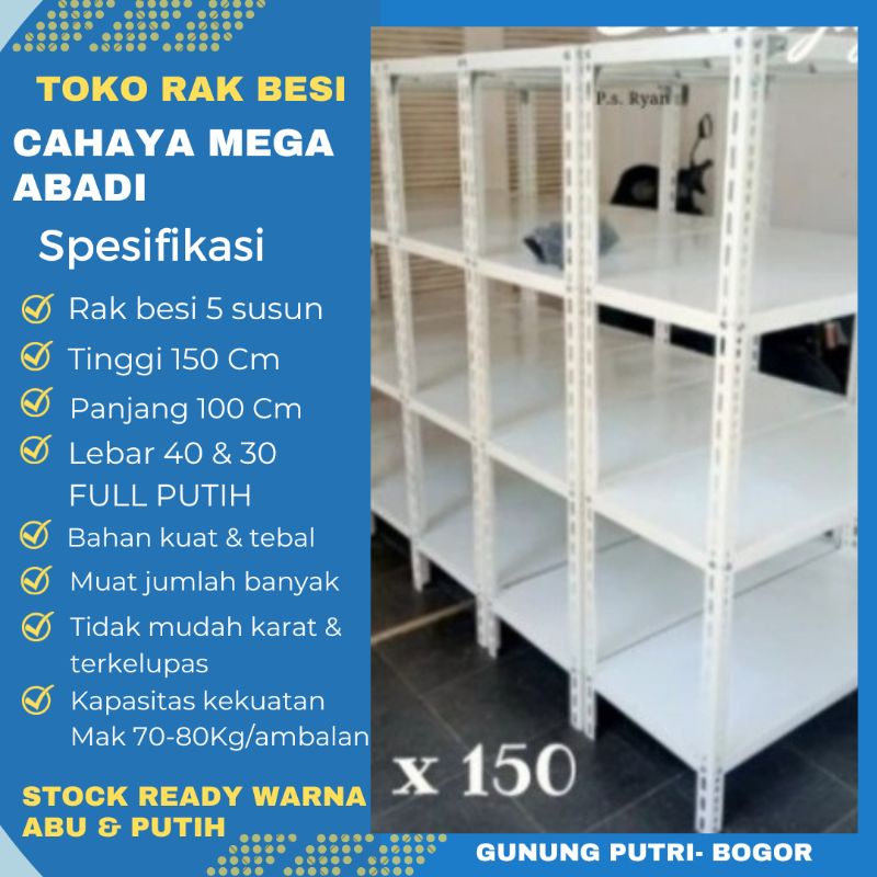 Jual Rak Besi Display toko UK P100 x L40Cm x T150 FULL PUTIH | Shopee ...