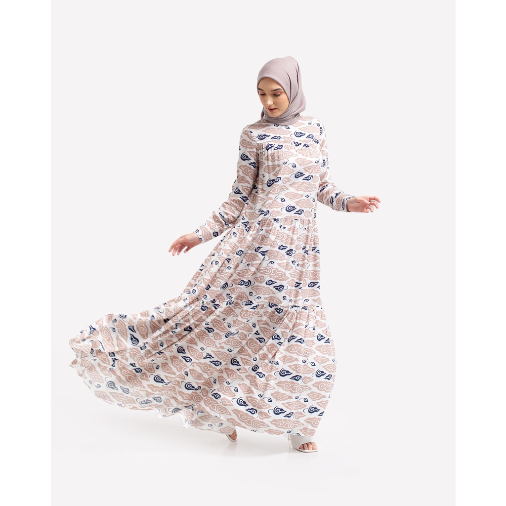 Jual BATIK SALMA Gamis Susun Bahan Rayon Motif Batik Mega Mendung ...