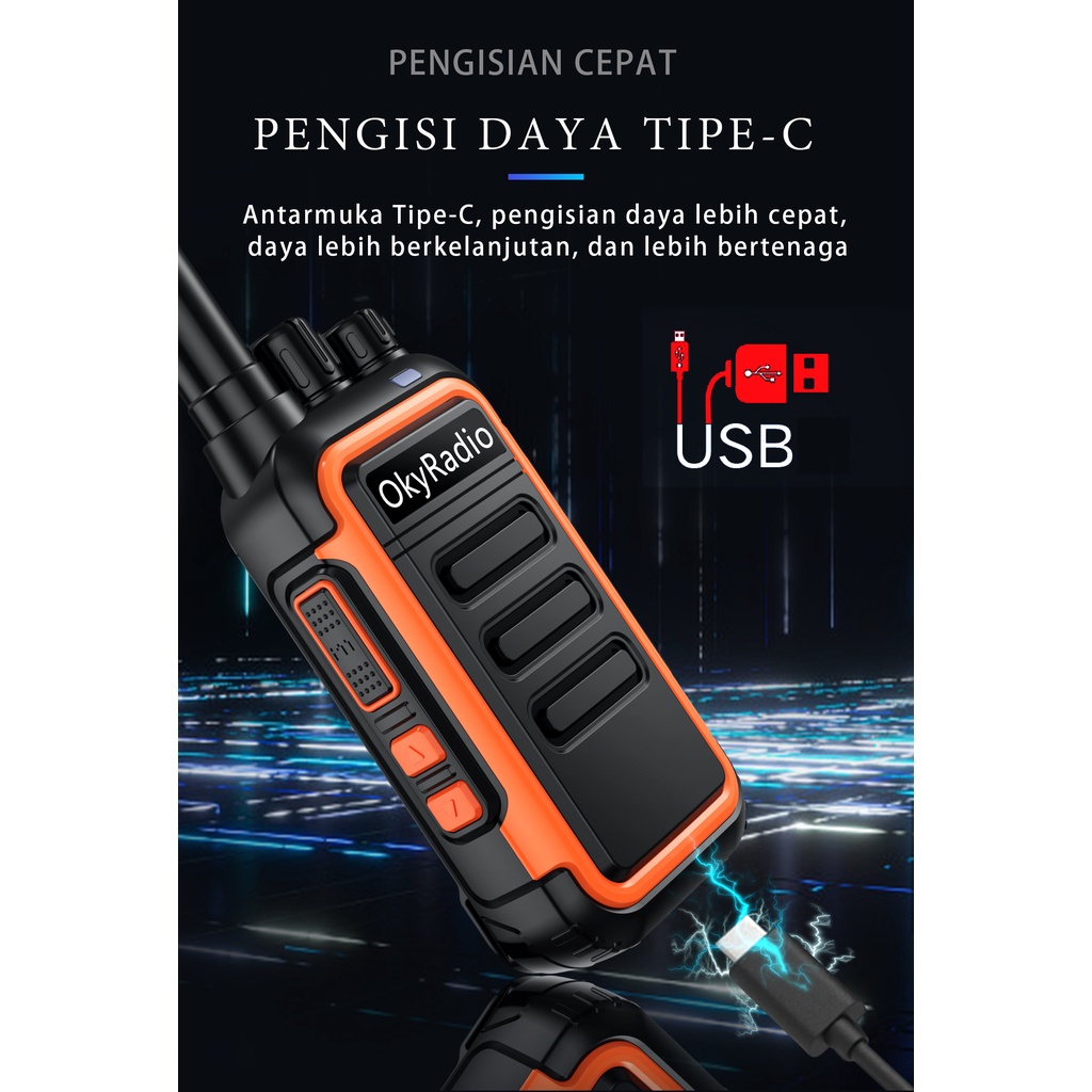Jual OkyRadio F1Plus Powerful Handheld Transceiver with UHF VHF Dual Band Long Range Walkie ...
