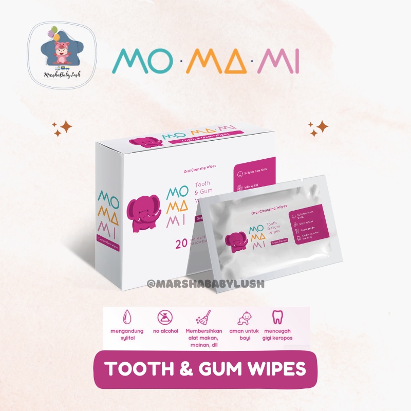 Jual MOMAMI TOOTH & GUM WIPES / Tisu Basah Gigi & Gusi Bayi (20 Lembar ...