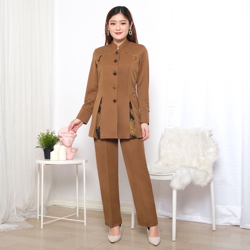 Jual Jas Blazer Wanita Lengan Panjang Detail Variasi Batik Set Celana ...