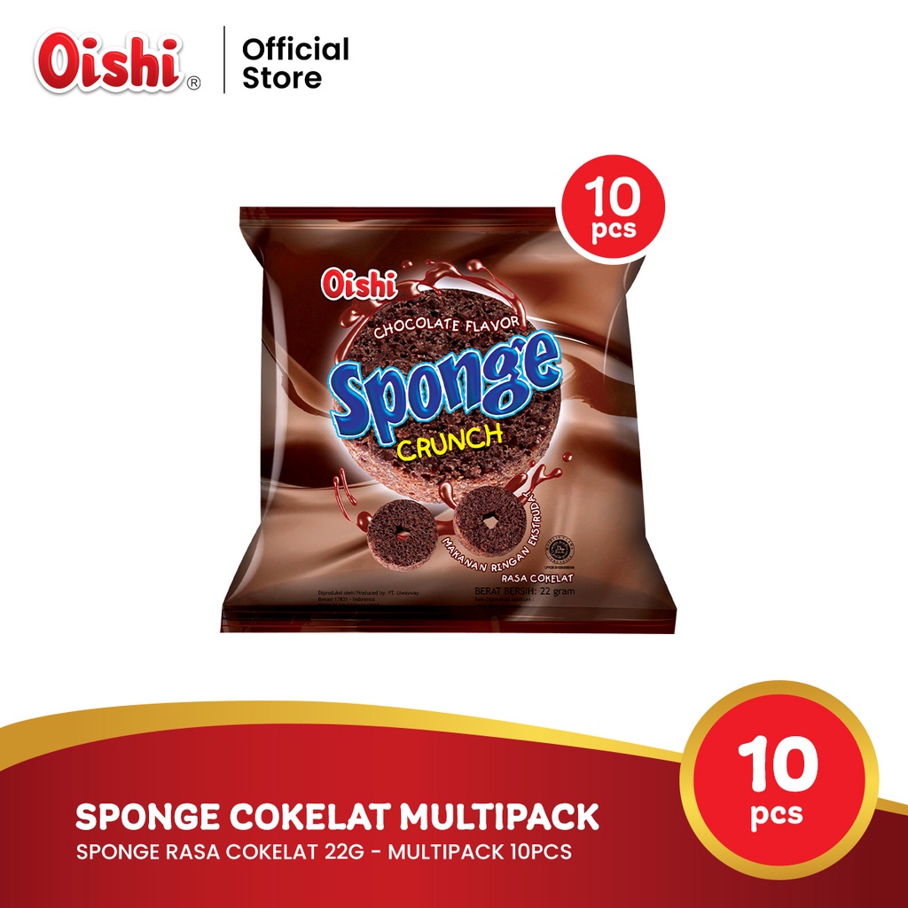 Jual Oishi Sponge Crunch Cokelat Renceng 22g | Shopee Indonesia