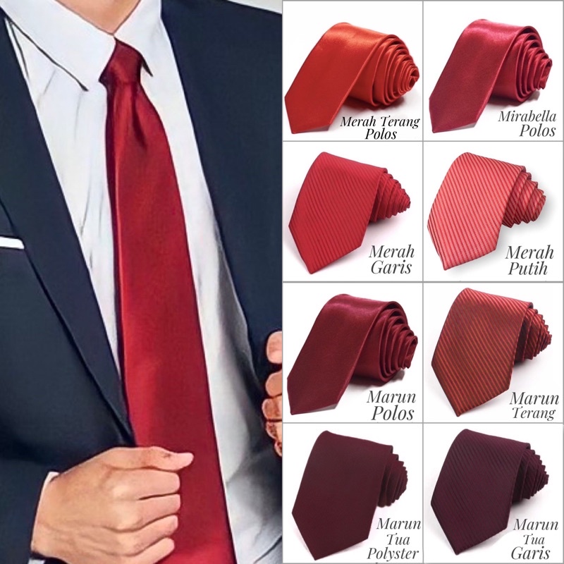 Jual Dasi Panjang Pria Dewasa Warna Merah dan Maroon Marun Gelap Tua ...