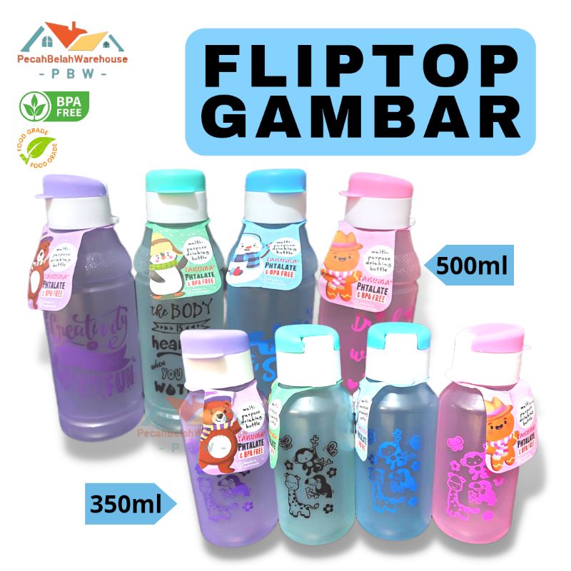 Jual Botol Minum Anak Plastik 350ml 500ml / Souvenir Botol Fliptop Anak / Hampers Babyborn Ulang ...