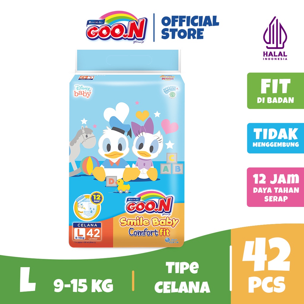 Jual GOON Diapers Smile Baby Comfort Fit L 42 (9-15 kg) | Shopee Indonesia