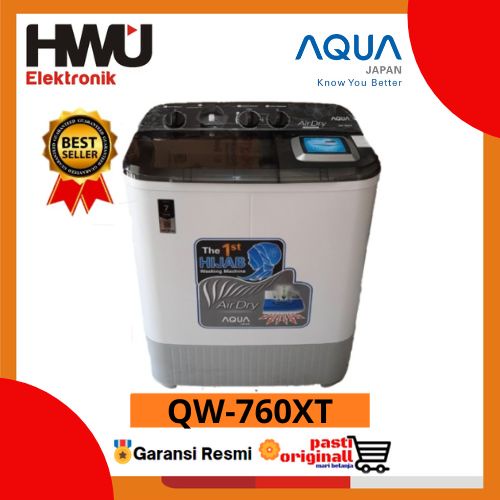 Jual AQUA Mesin Cuci 2 Tabung 7KG Semi Auto Washer QW-760XT | Shopee Indonesia