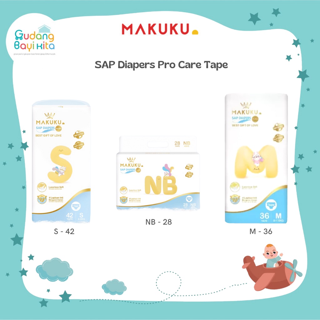 Jual Makuku SAP Diapers Pro Care Tape - Popok Perekat - Diapers Tape ...