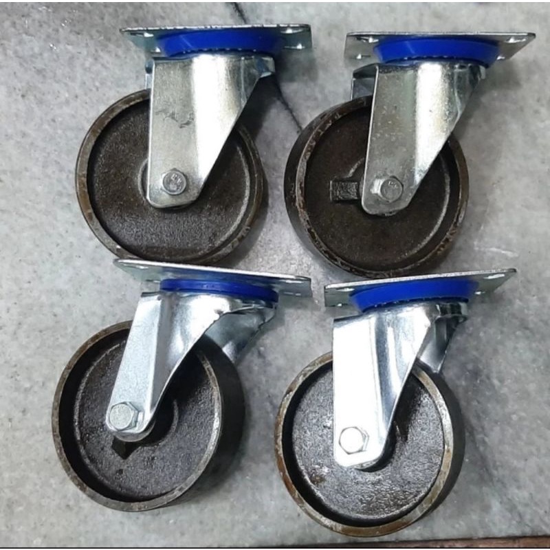 Jual Roda besi light duty 4 inch (4pcs hidup semua/1set) | Shopee Indonesia