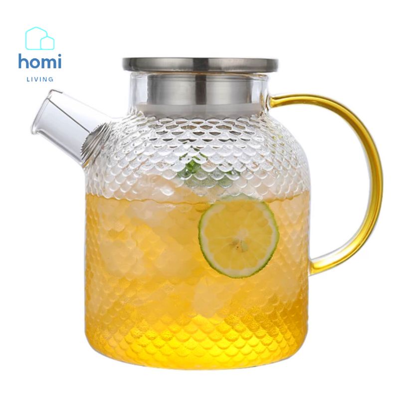 Jual HOMI - Teko Chinese Teapot Pitcher Tutup Set Teh Kopi Borosilicate Kaca Bening Transparan ...