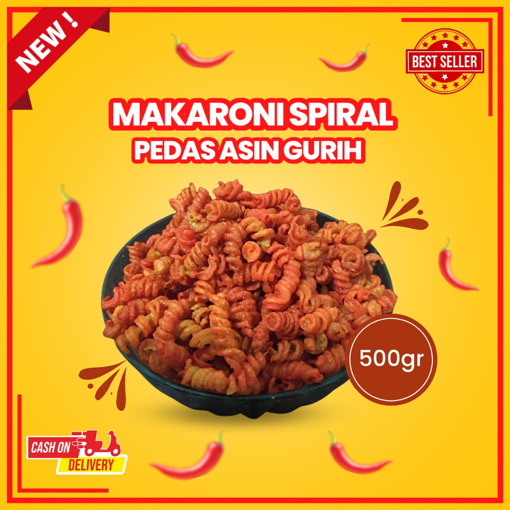 Jual Makaroni Spiral Bantet 500 gram Pedas Makaroni Ulir Camilan Pedes Nikmat Gurih Renyah Best ...