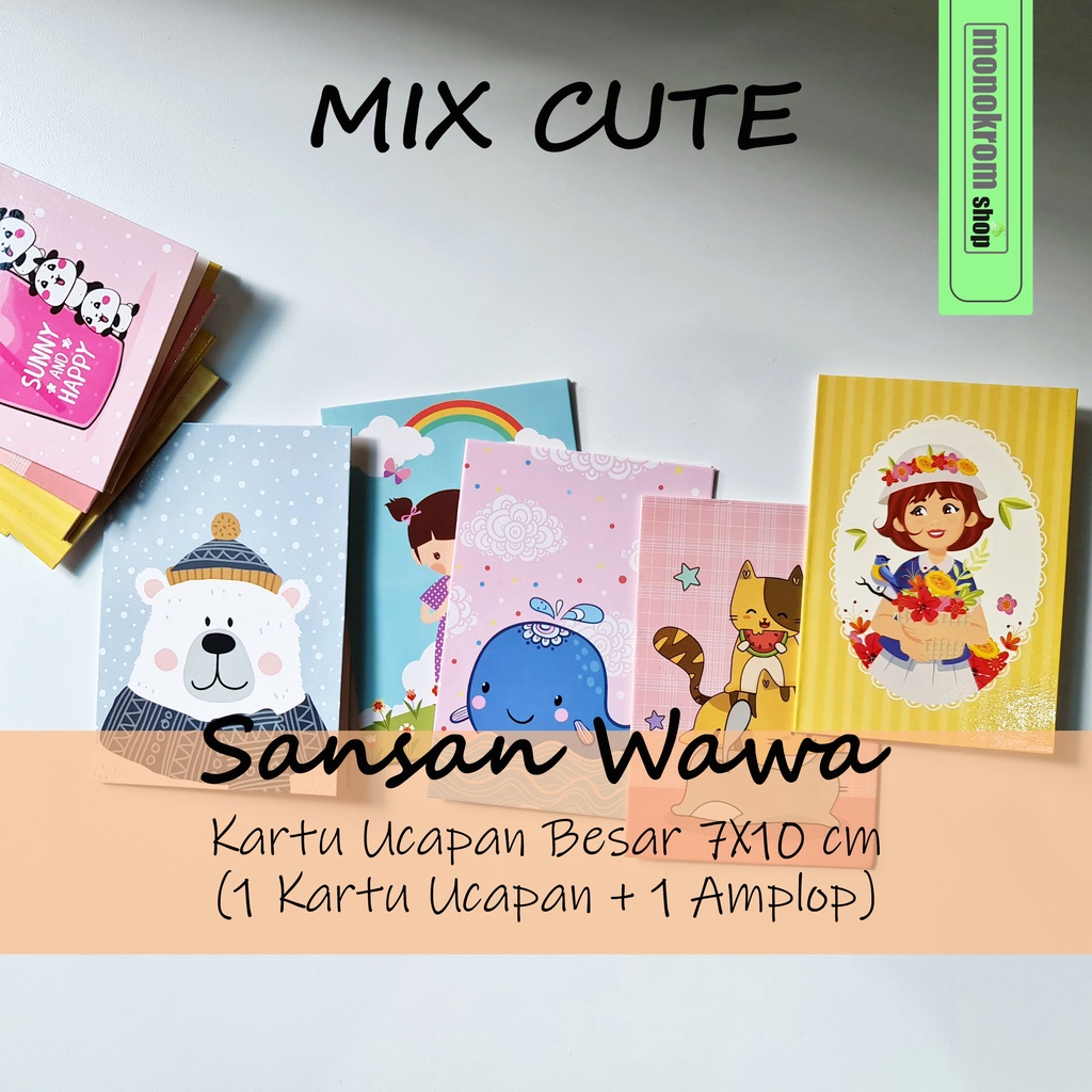 Jual Kartu Ucapan Besar Sansan Wawa Motif Mix Cute - Greeting Card ...