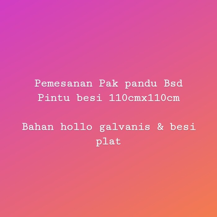Jual Pemesanan pak pandu bsd pintu besi hollo dan plat | Shopee Indonesia