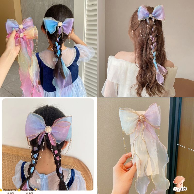 Jual Penjepit rambut pita snow frozen anak, Jepitan rambut putri mani ...