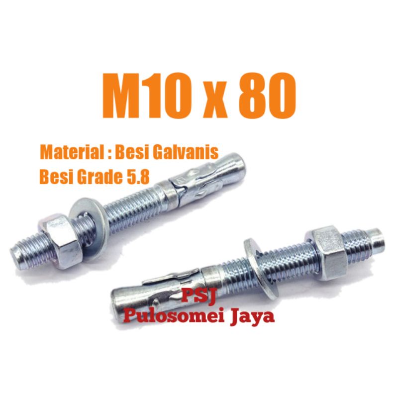 Jual Angkur Trubolt M10 x 80 / Wedge Anchor M10 x 80 Galvanis | Shopee ...