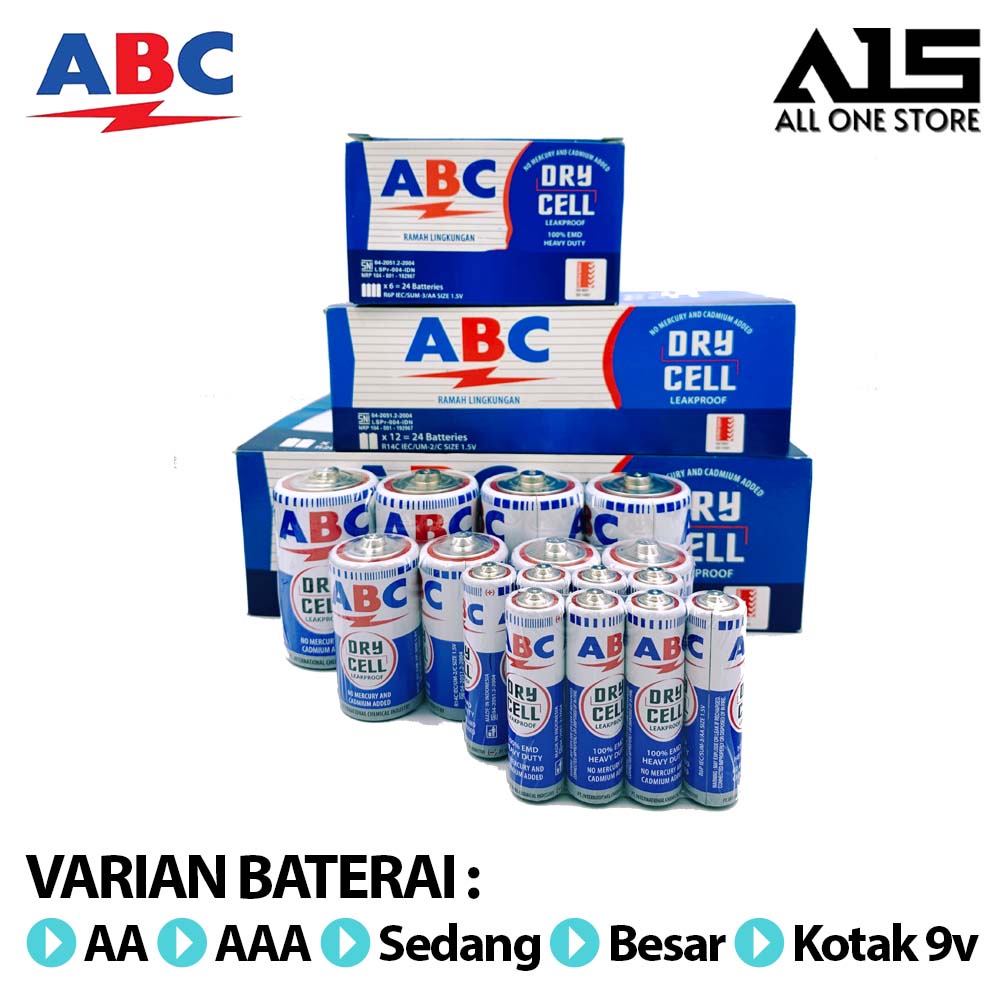 Jual Baterai ABC / Battery ABC AA / AAA / Sedang / Besar / Kotak 9V ...