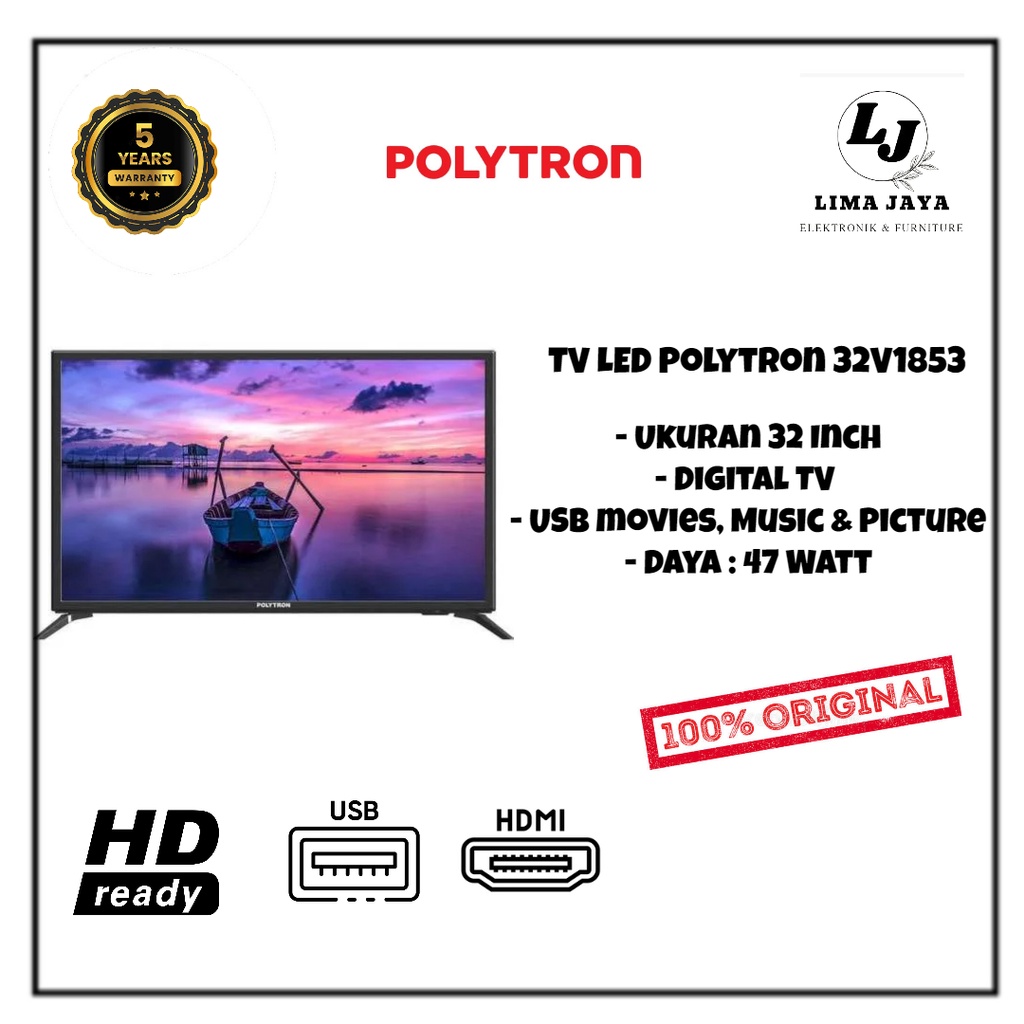 Jual POLYTRON LED TV 32V1853 DIGITAL TV LED 32 Inch | Shopee Indonesia