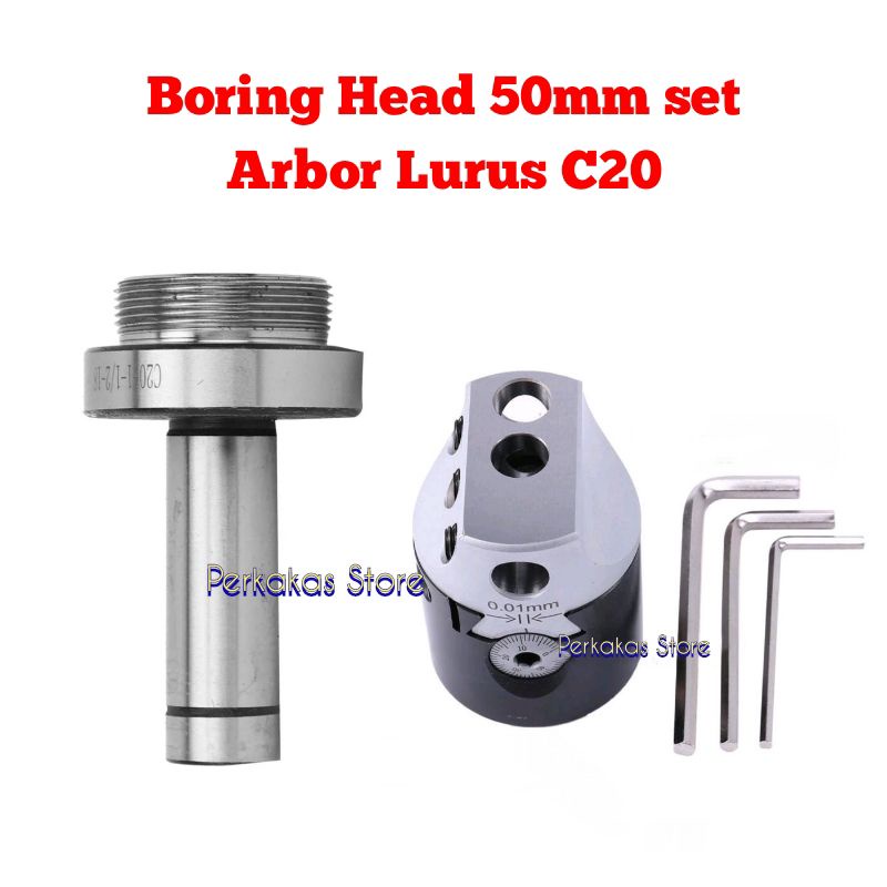 Jual Alat Korter lubang Boring head 50mm Set Arbor Lurus C20 1-1/2-18 ...