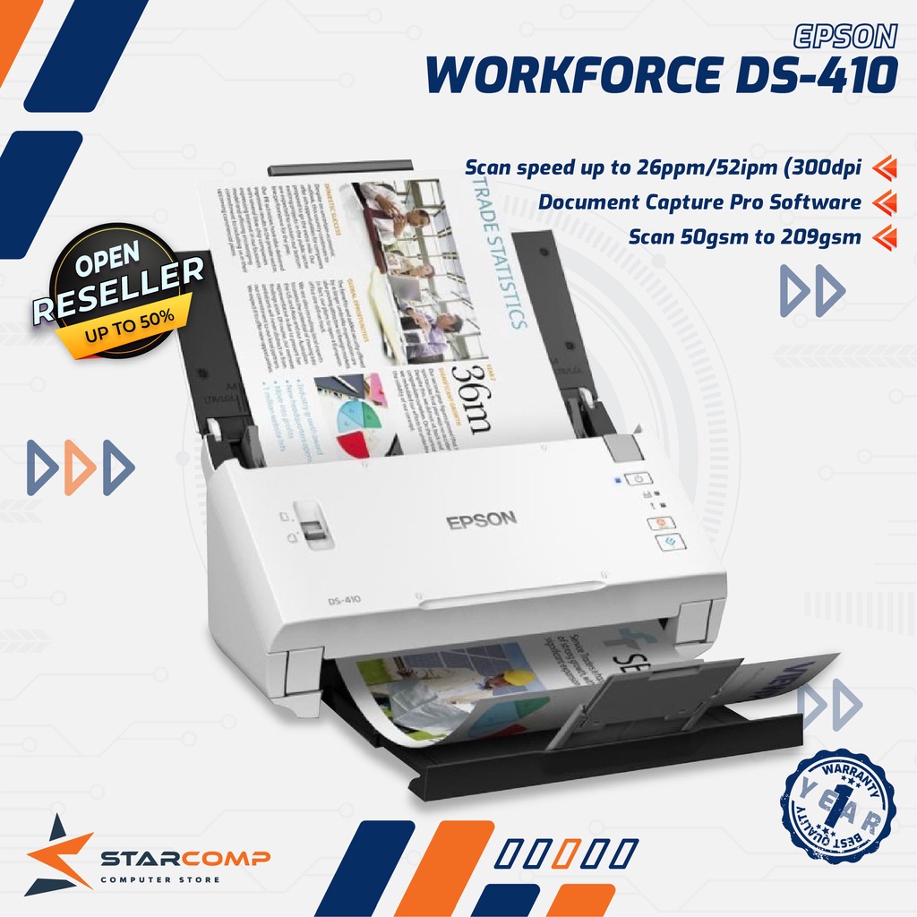 Jual Scanner EPSON DS-410 A4 Duplex Sheet-fed Document Scanner DS410 ...